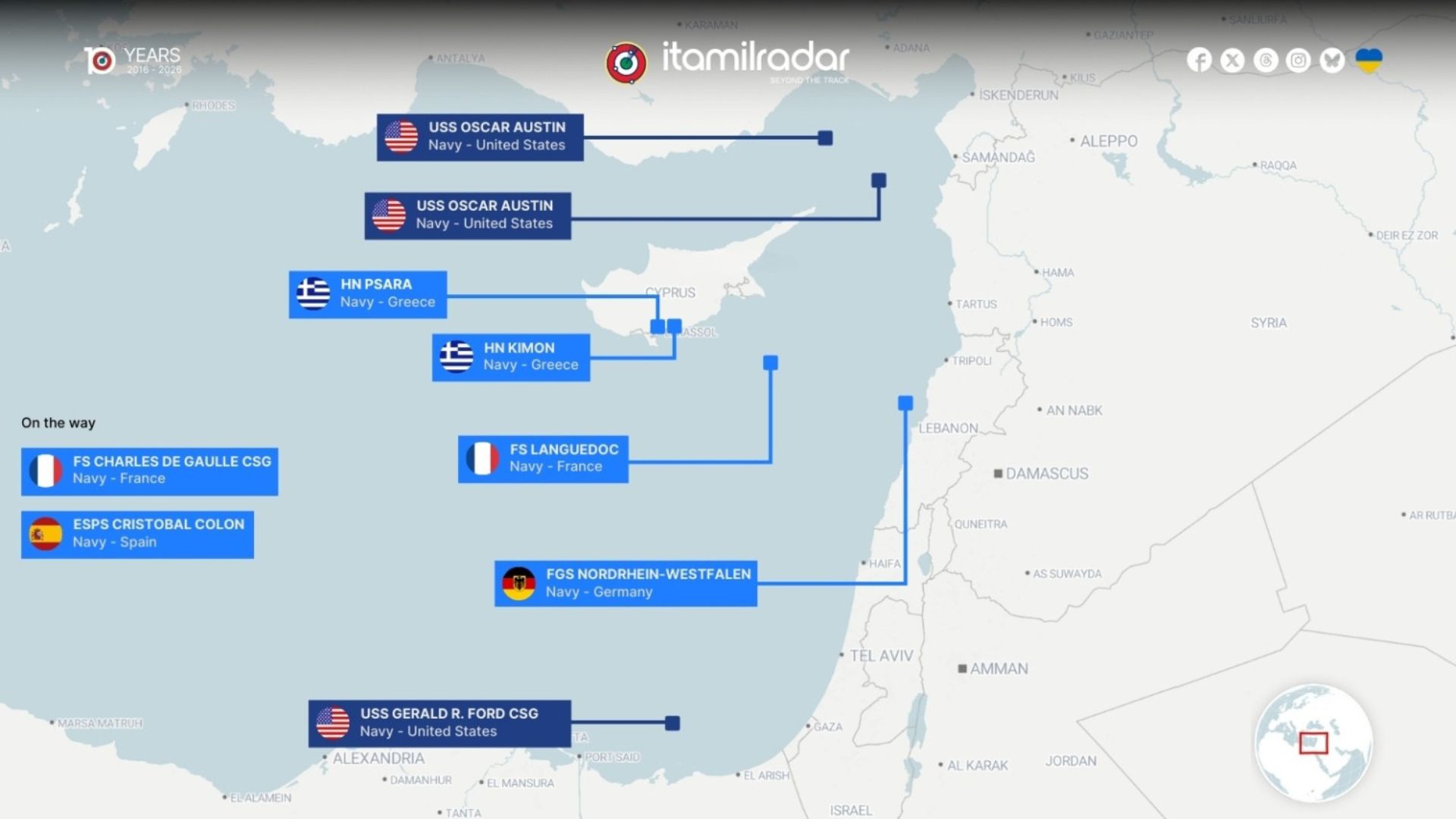Map of the naval “shield” around Cyprus - Sigmalive English
